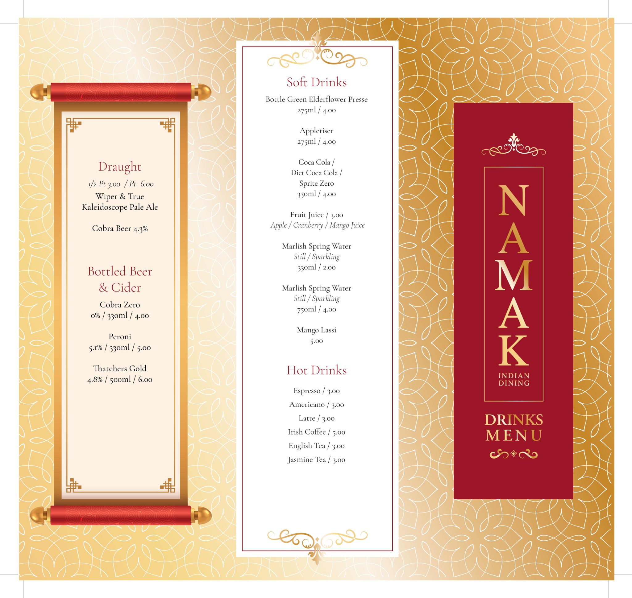 Menu - Namak Indian Dining