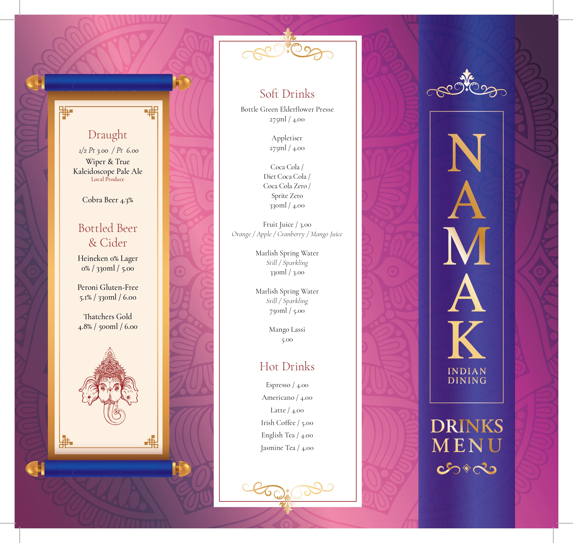 Menu - Namak Indian Dining